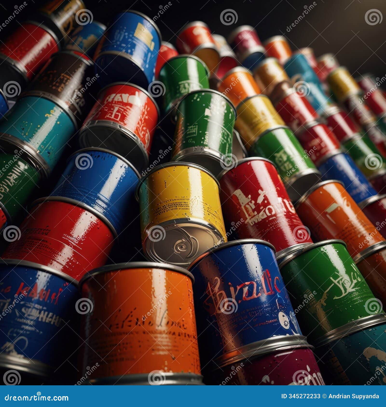 Colorful Stack of Cans, a Visual Study in Packaging Design Stock ...