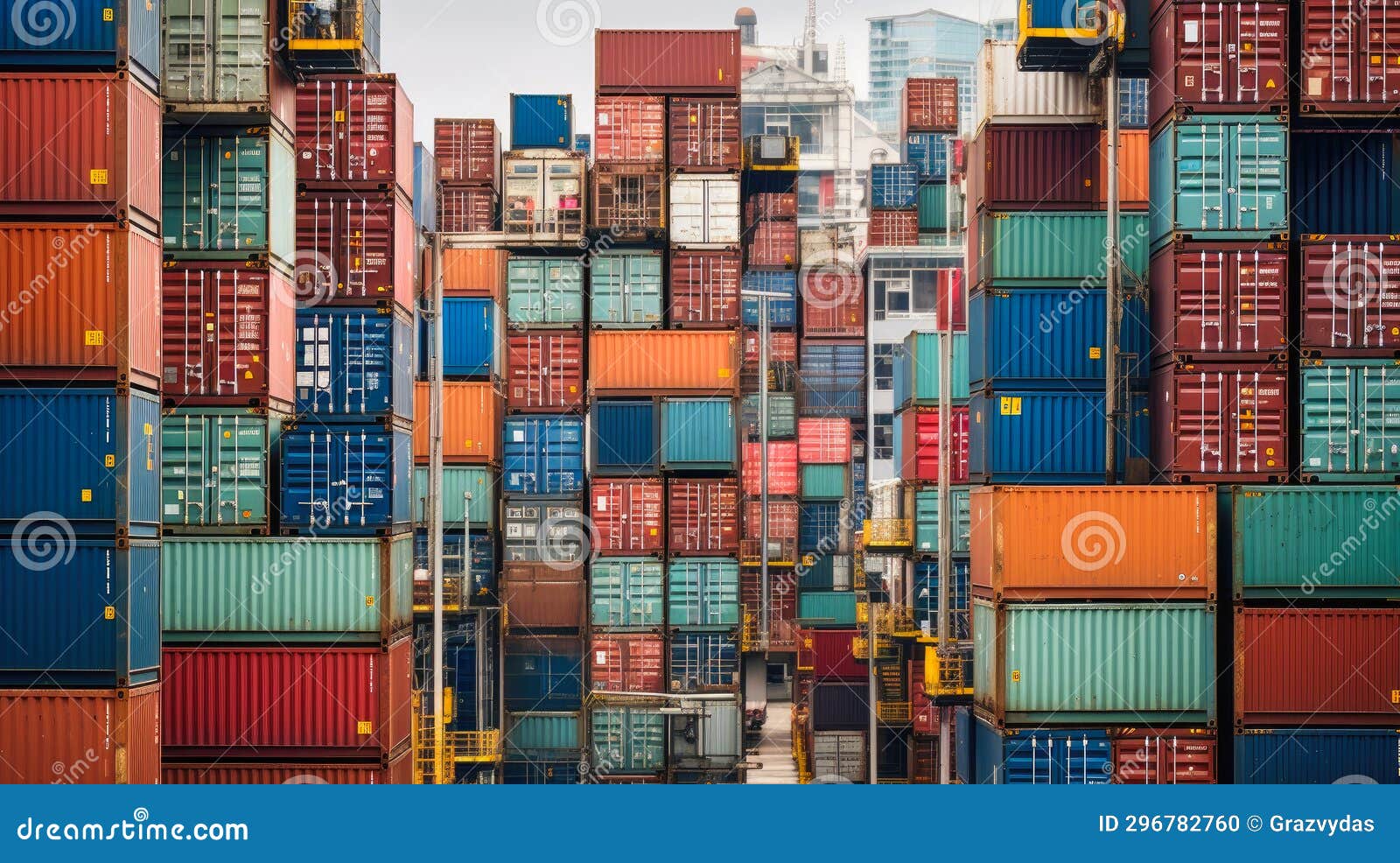 Colorful Stack of Container in Industrial Port Stock Illustration ...
