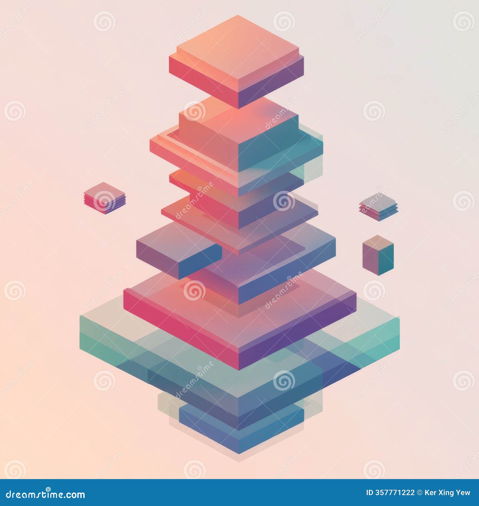 A colorful stack of cubes stock illustration. Illustration of object ...