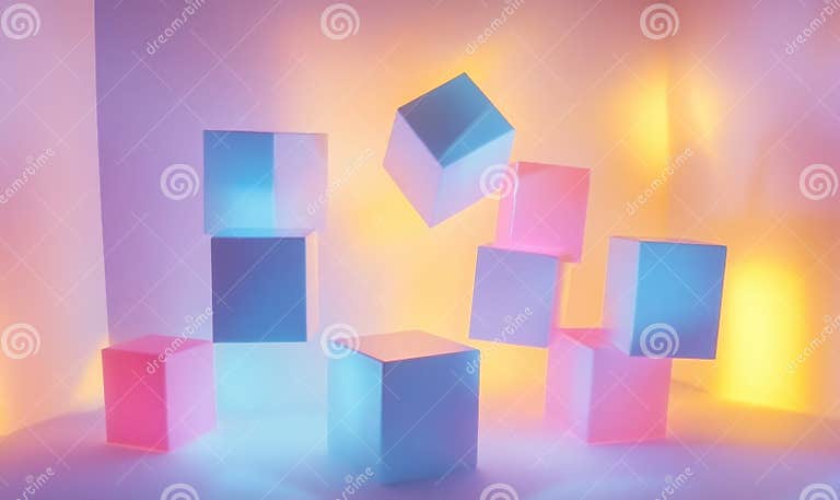 A Colorful Stack of Cubes with One Cube Missing Stock Illustration ...
