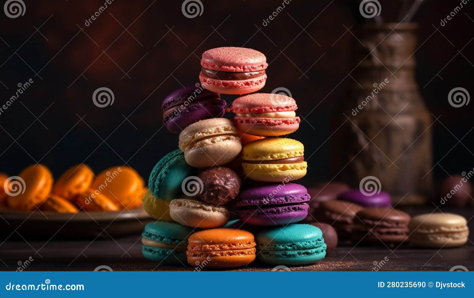 A Colorful Stack of French Macaroons, a Gourmet Dessert Indulgence ...