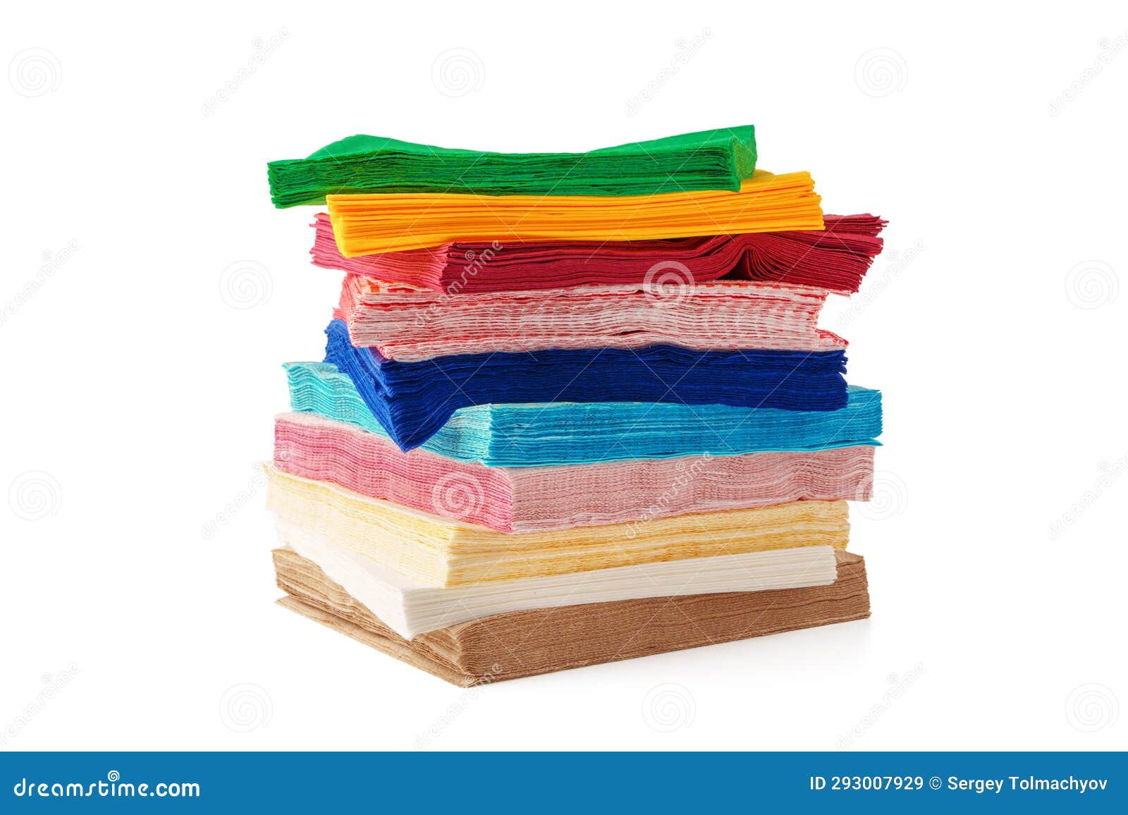 Colorful Stack of Paper Napkins on White Background Stock Image - Image ...
