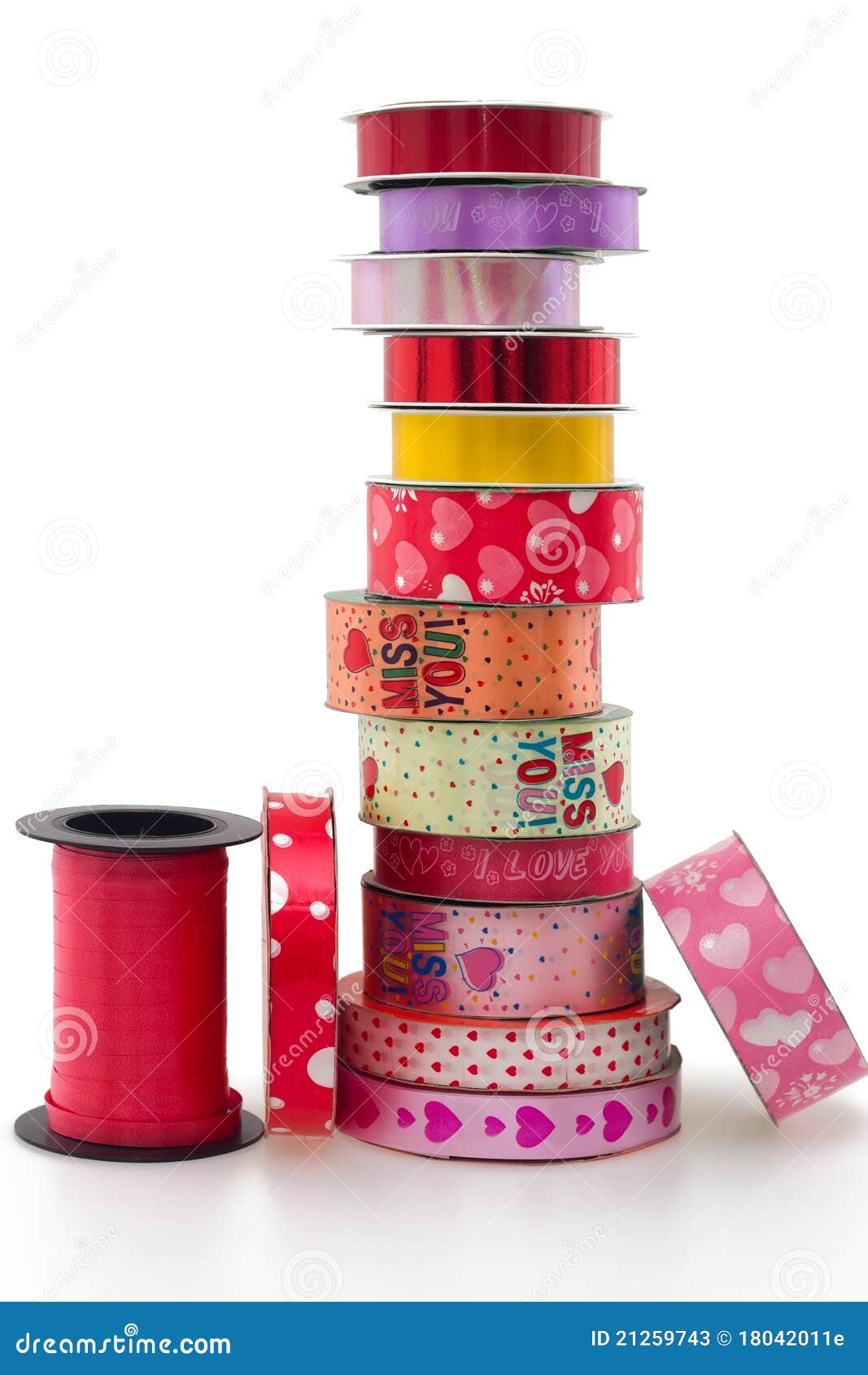 Colorful Stack of Present Ribbons on White. Stock Image - Image of ...
