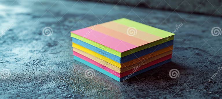 Colorful Stack of Rectangular Stickers on Concrete Surface for Modern ...