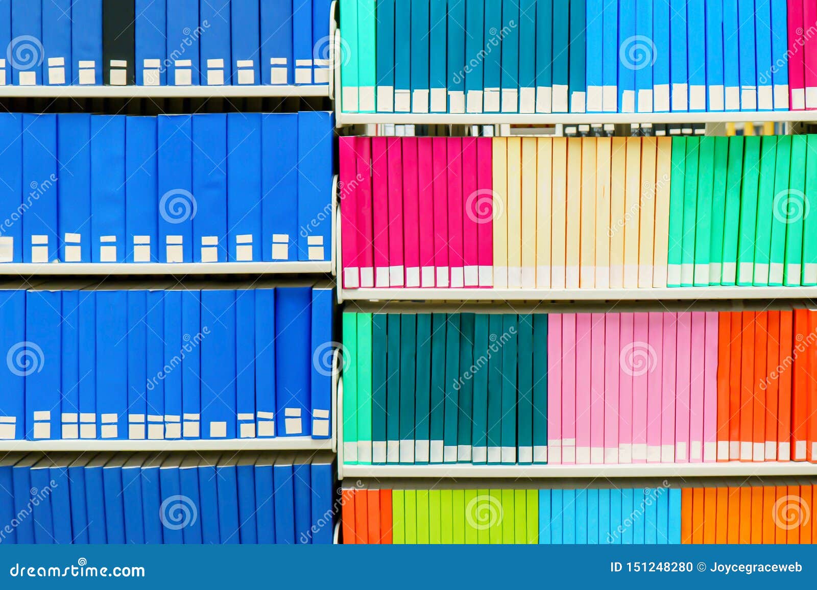 Colorful Stack of Research Books in a University Library, with Blank ...