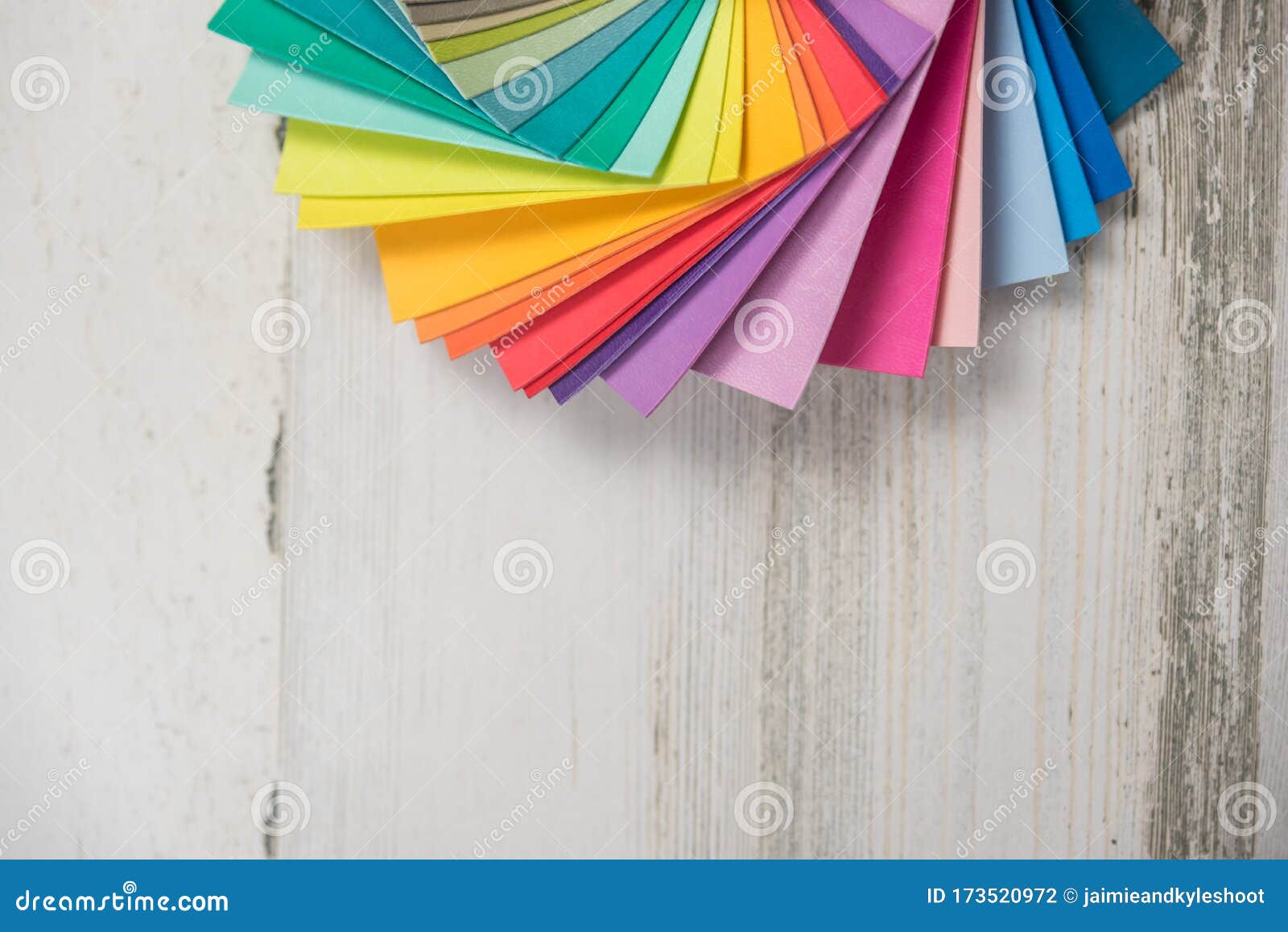 Colorful Stack of Sample Swatches for Paint or Fabric in Spectrum ...