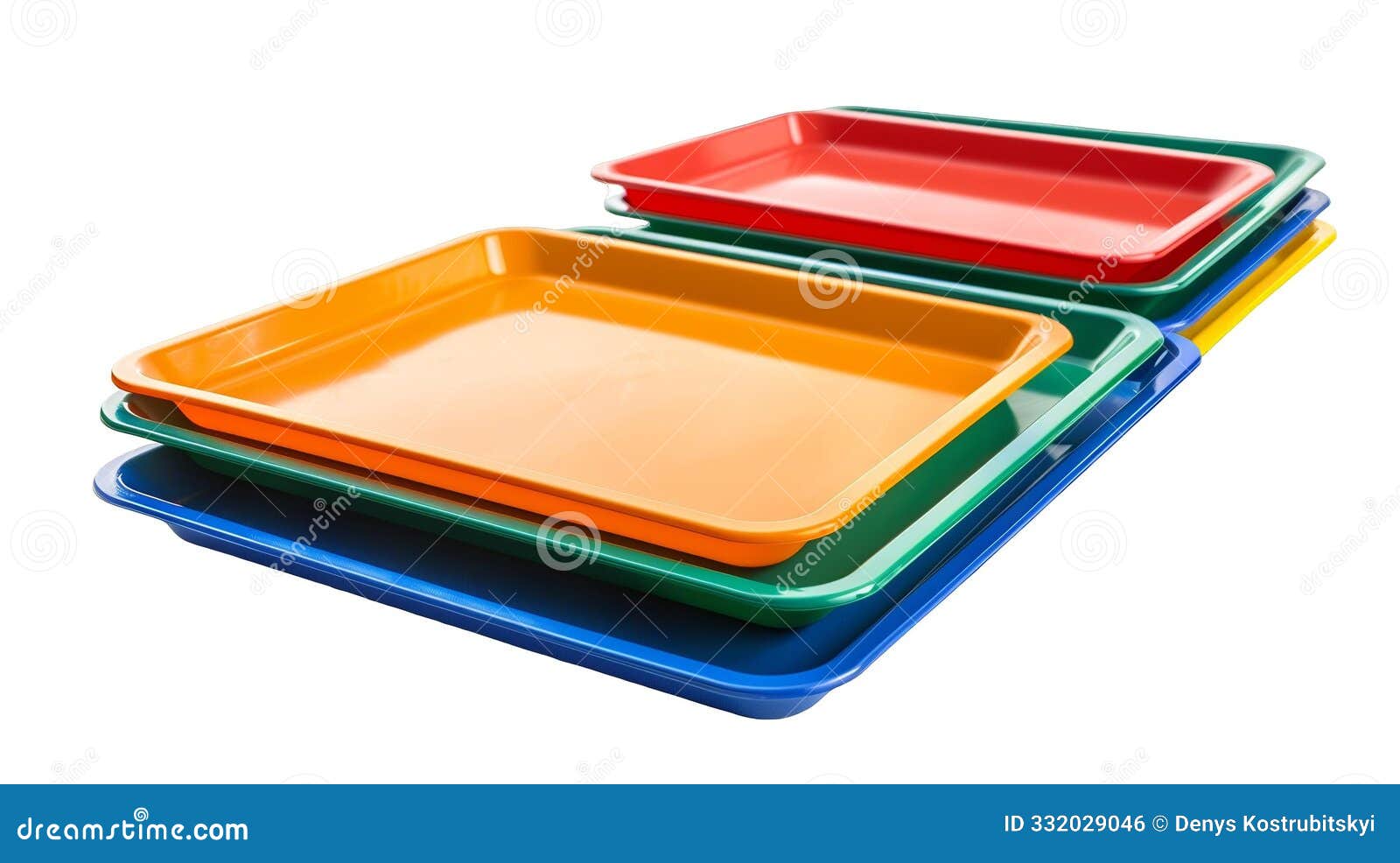 Colorful Stack of School Cafeteria Trays Isolated on White Stock Photo ...