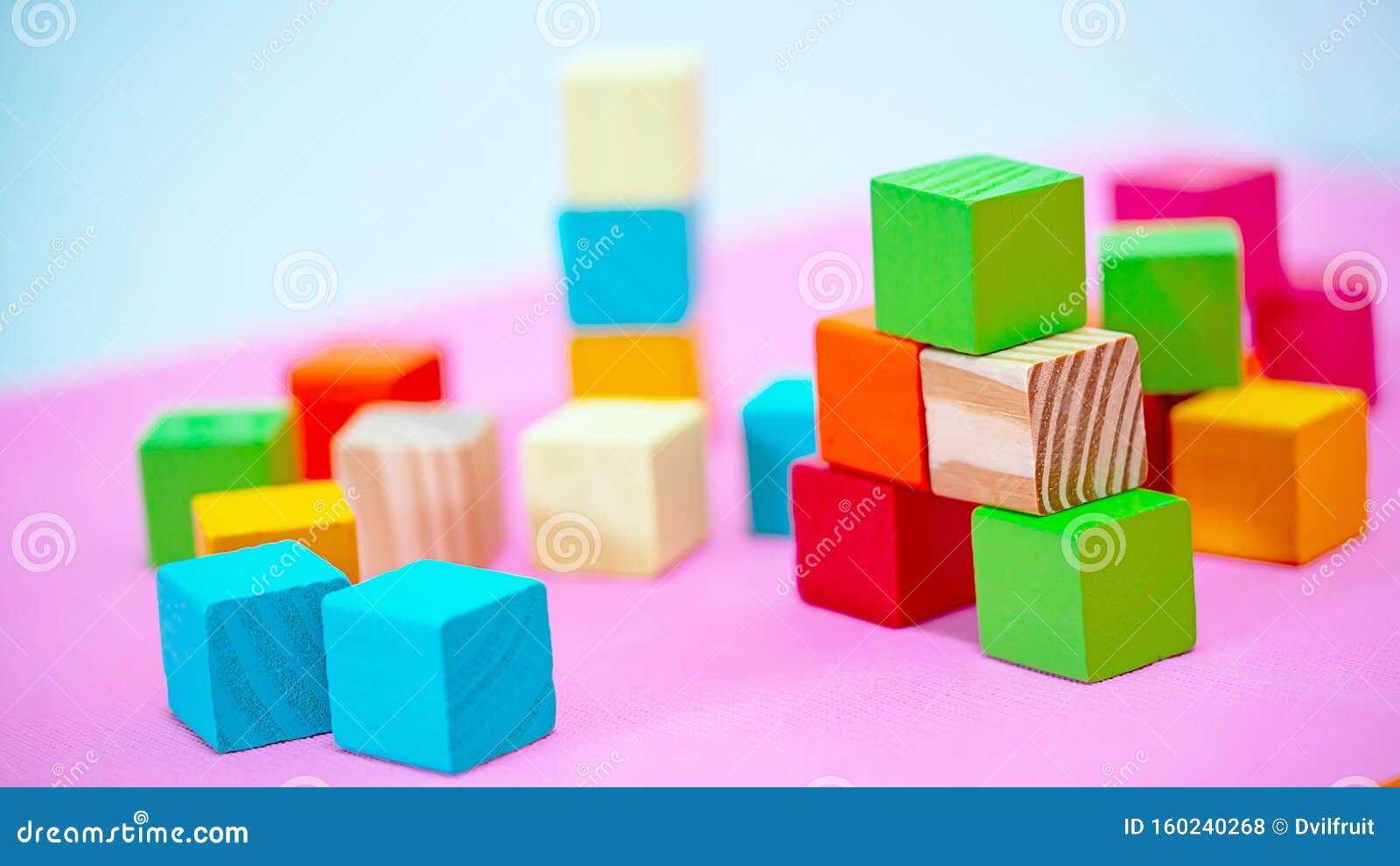 Colorful Stack of Wood Cube Building Blocks Stock Photo - Image of ...