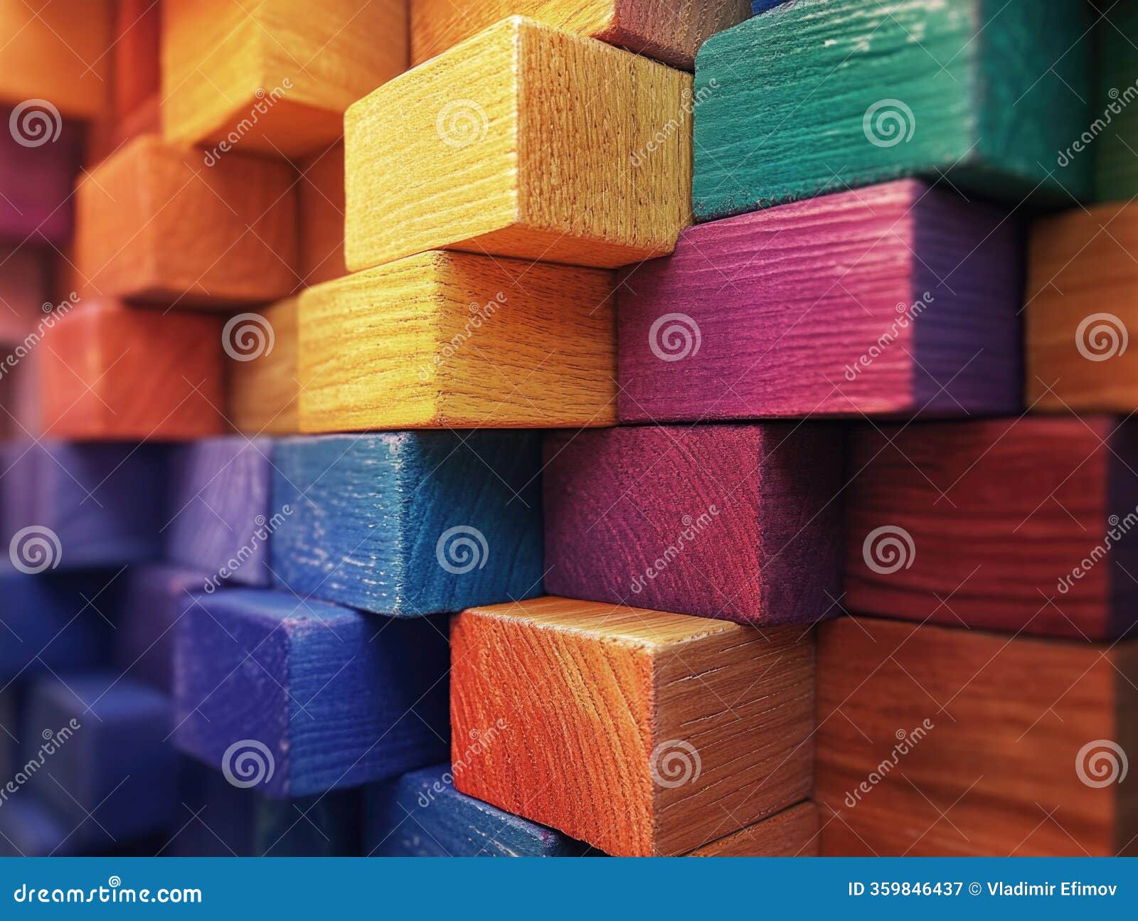 A Colorful Stack of Wooden Blocks with a Rainbow Pattern Stock Image ...