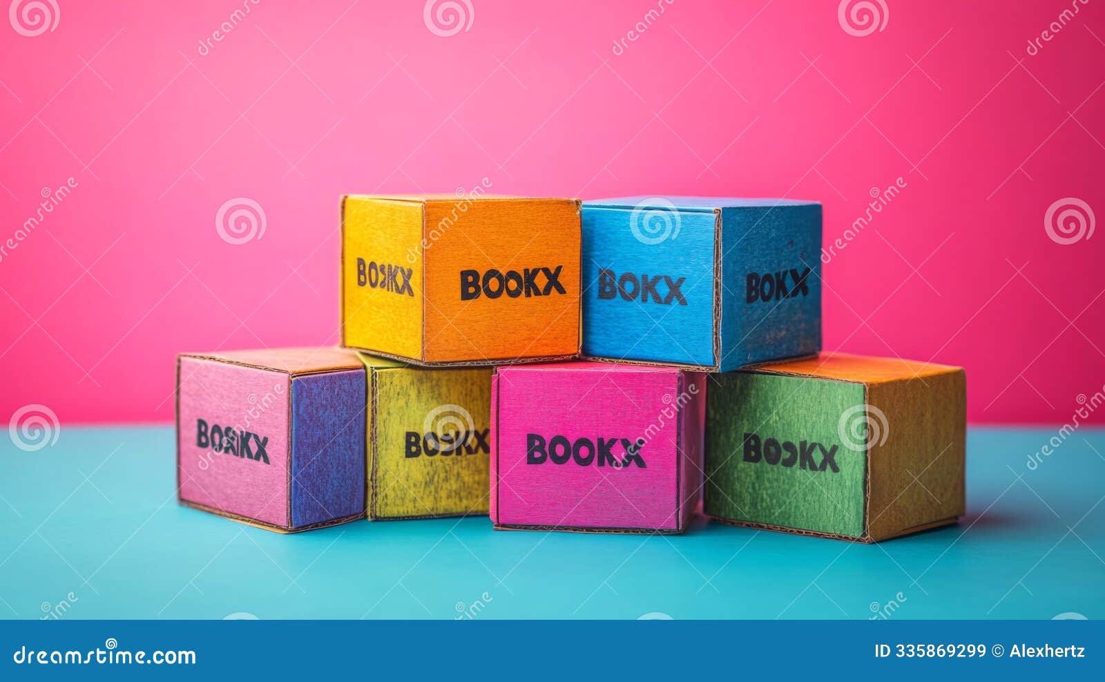 Colorful Stacked Blocks on Vibrant Background Stock Image - Image of ...