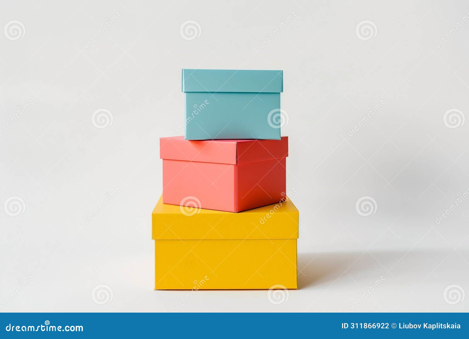 Colorful Stacked Boxes, Minimalist Design. White Background. Stock ...