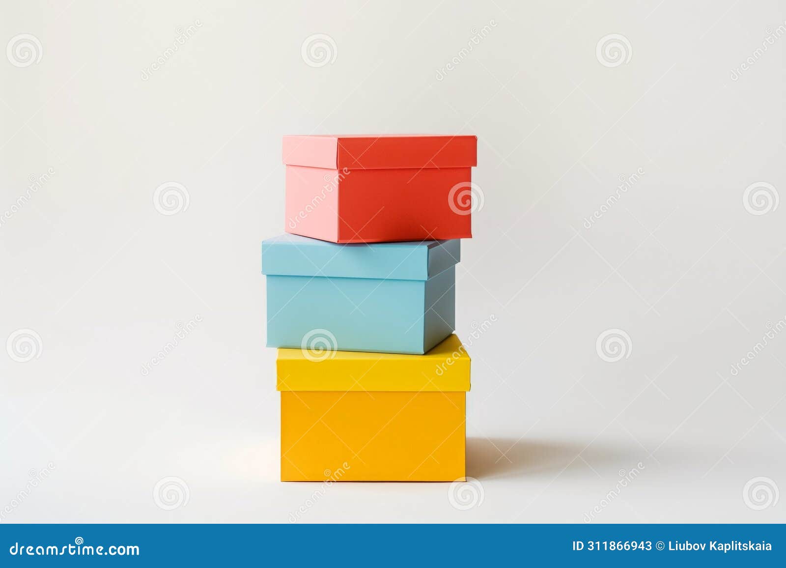 Colorful Stacked Boxes, Minimalist Design. White Background. Stock ...