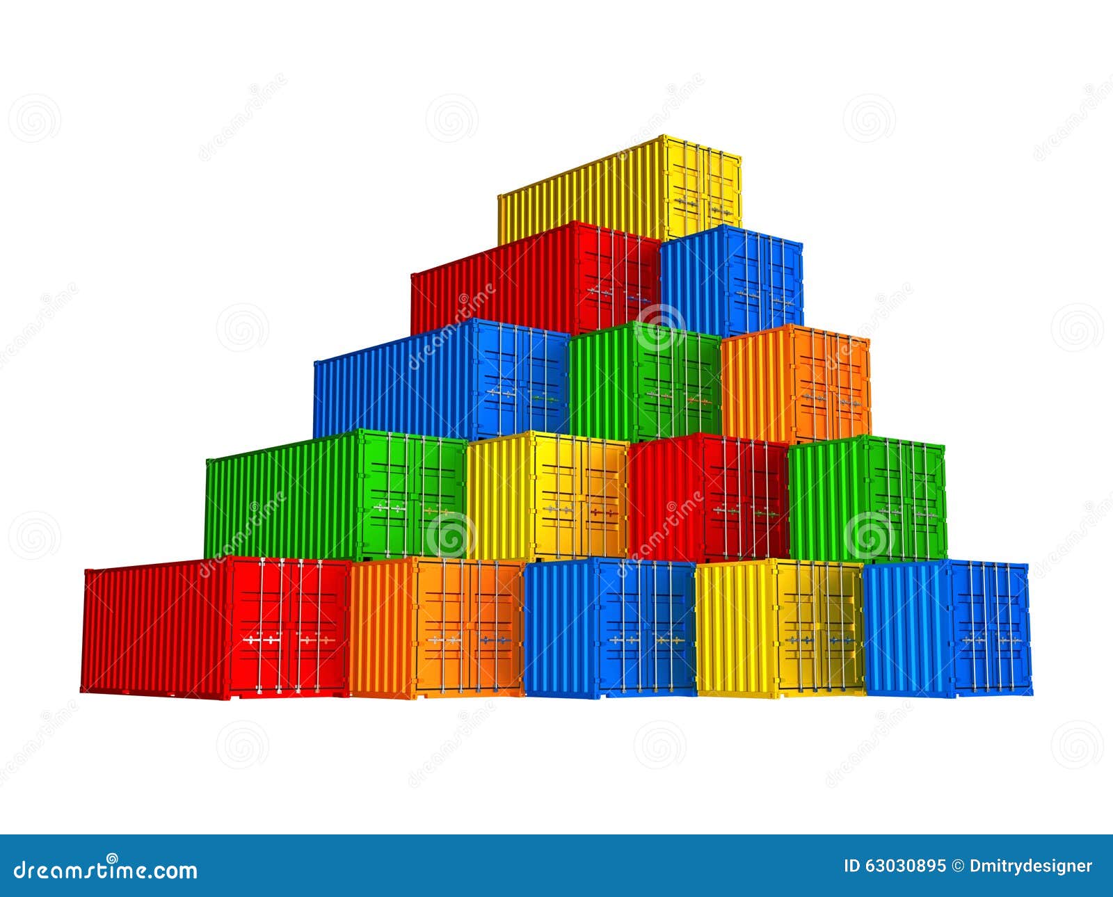 3d Stacked Cargo Containers And Crane Royalty-Free Stock Image ...