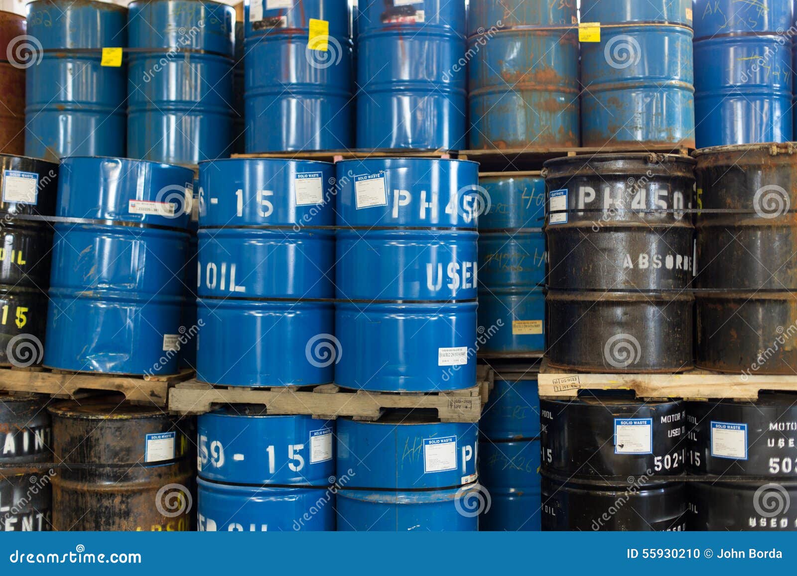 Colorful Stacked Steel Barrels Stock Photo - Image of chemical, metal ...