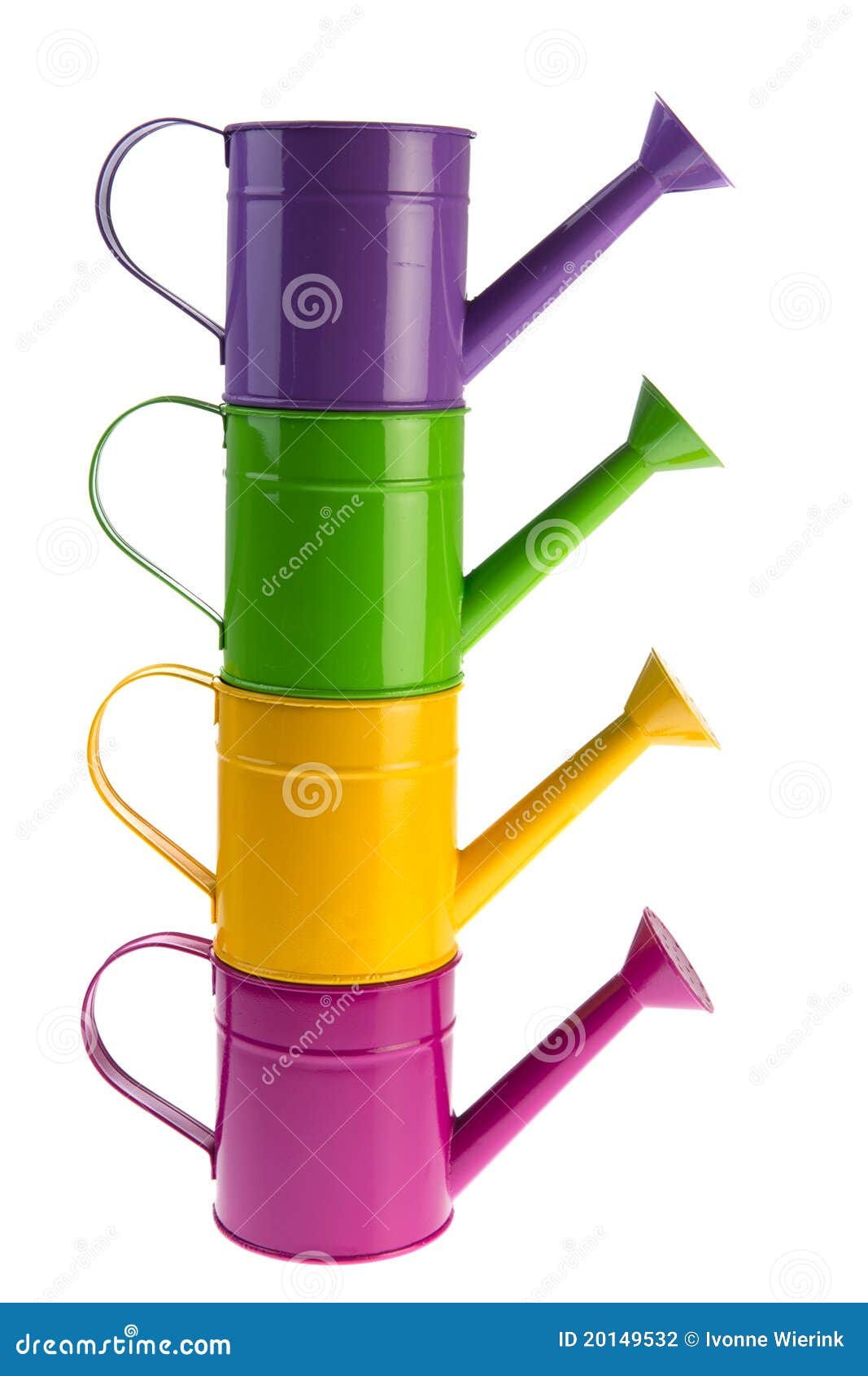 Colorful Stacked Watering Cans Stock Photo - Image of studio, isolated ...