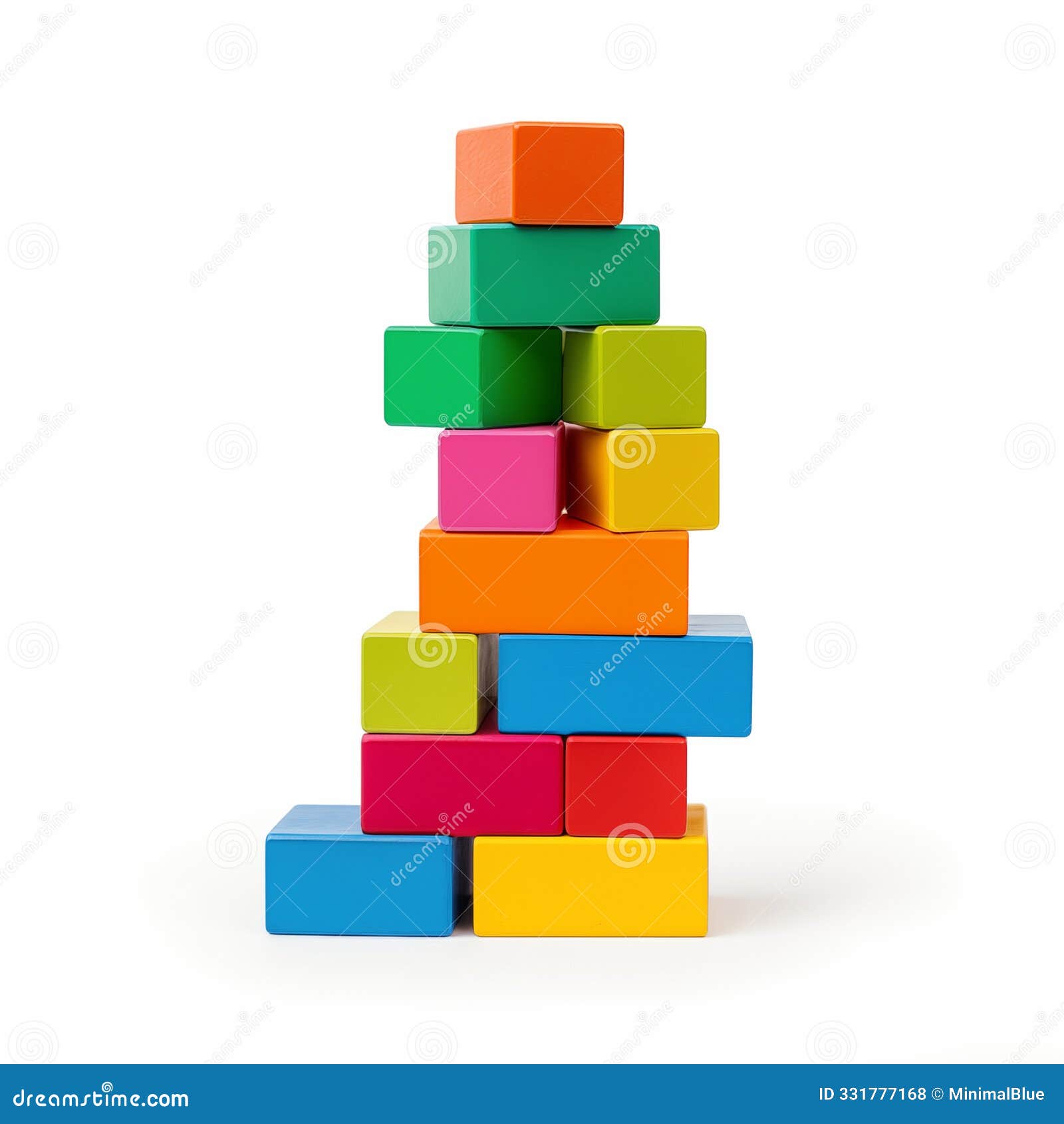 Colorful Stacking Blocks Arranged in a Tower Formation on a White ...