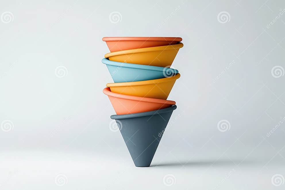 Colorful Stacking Cups on a Light Background Stock Illustration ...