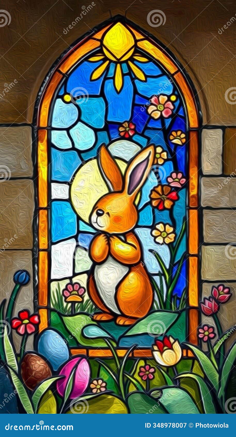 Colorful Stained Glass. Easter Card Design Stock Illustration ...