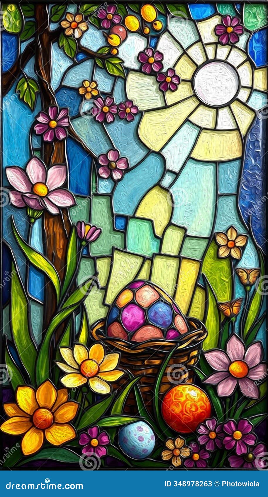 Colorful Stained Glass. Easter Card Design Stock Illustration ...