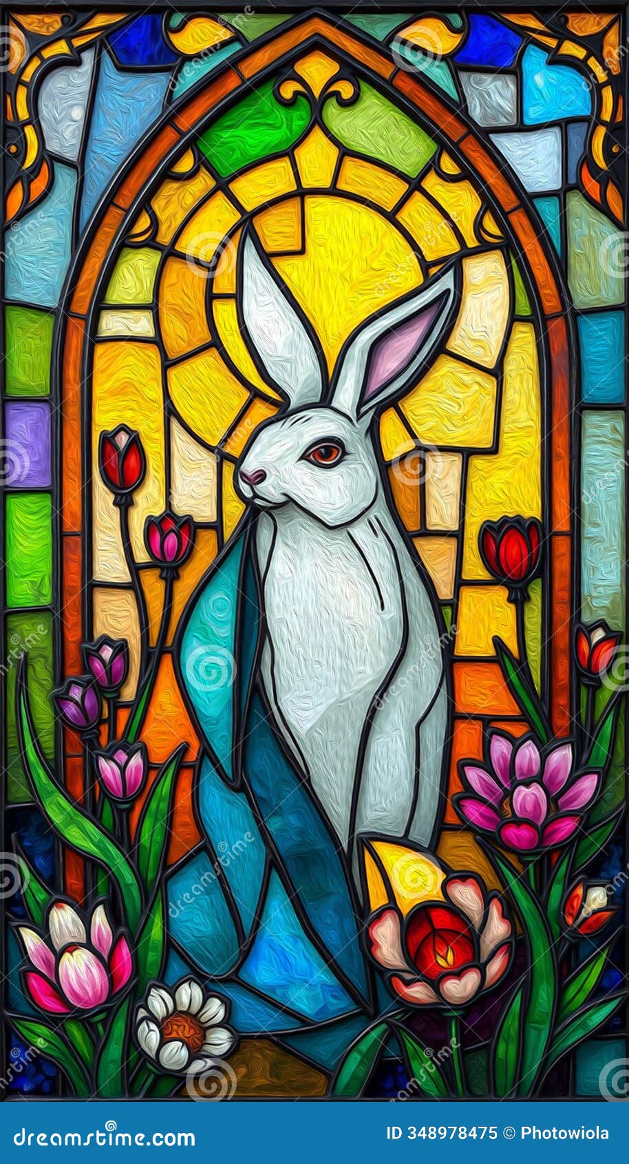 Colorful Stained Glass. Easter Card Design Stock Illustration ...