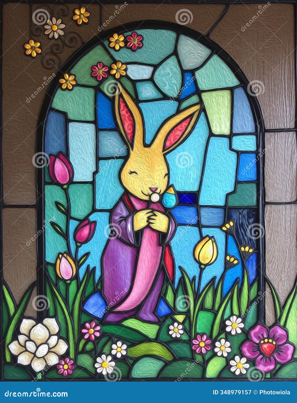 Colorful Stained Glass. Easter Card Design Stock Illustration ...