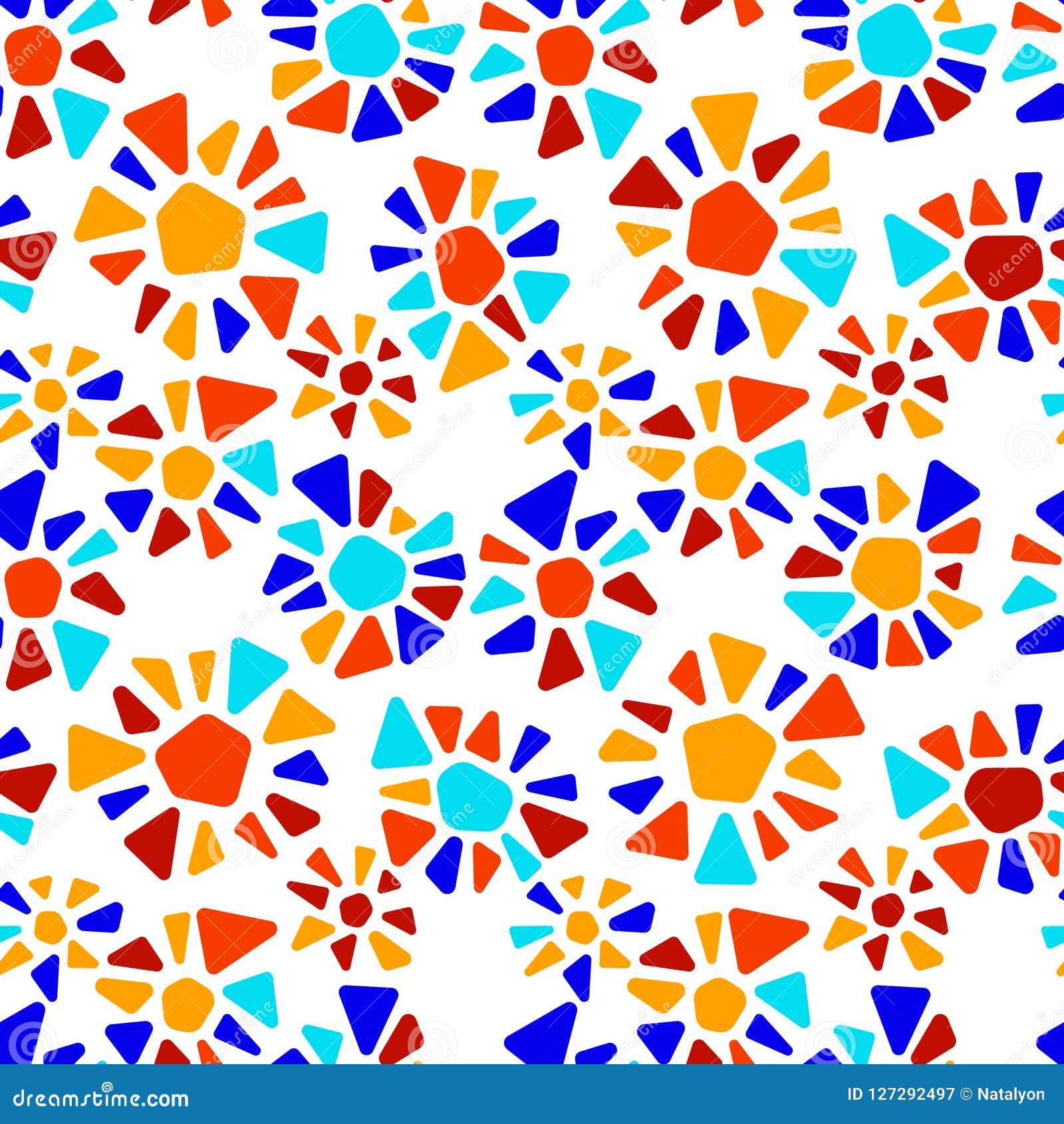 Colorful Stained Glass Triangle Shape Flowers Mosaic Geometric Seamless ...