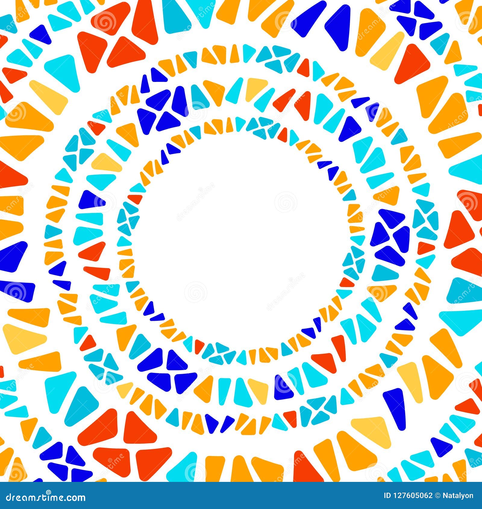 Colorful Stained Glass Triangle Shape Mosaic Geometric Circle Frame Vector Stock Vector