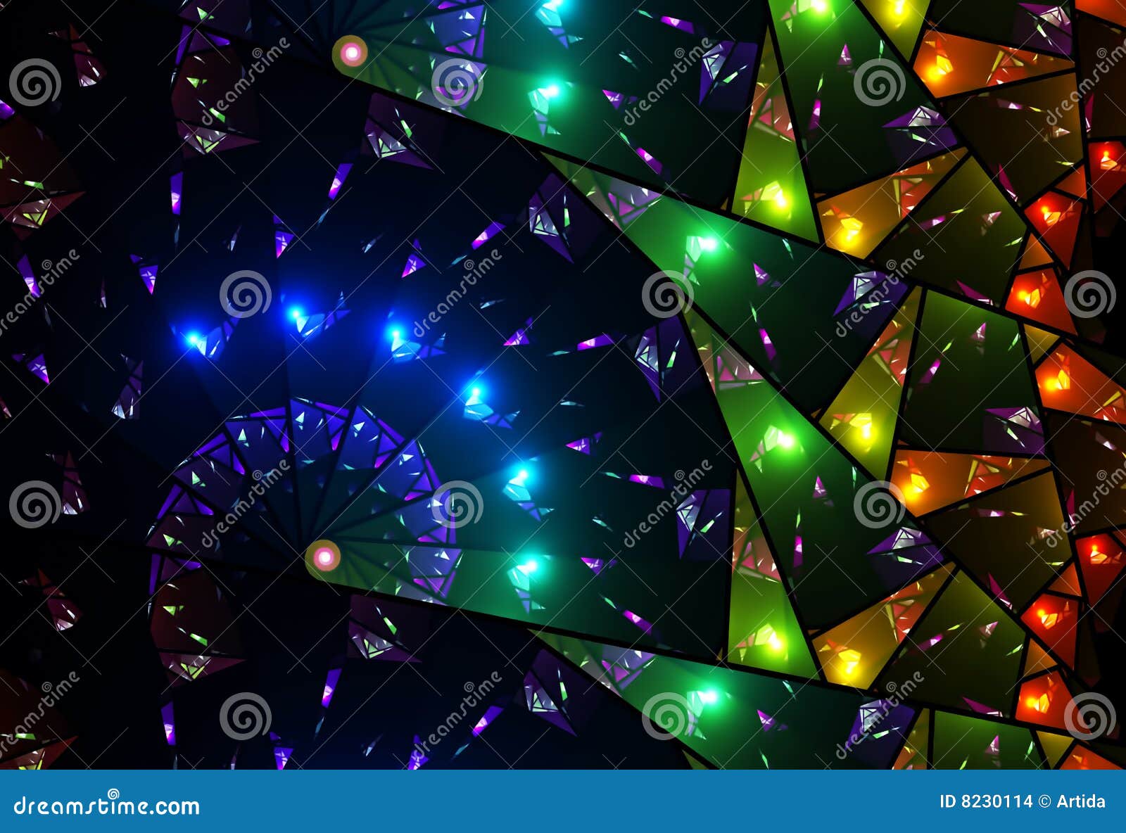 Colorful Stained-glass Circular Window With Pentagonal Pattern Stock ...