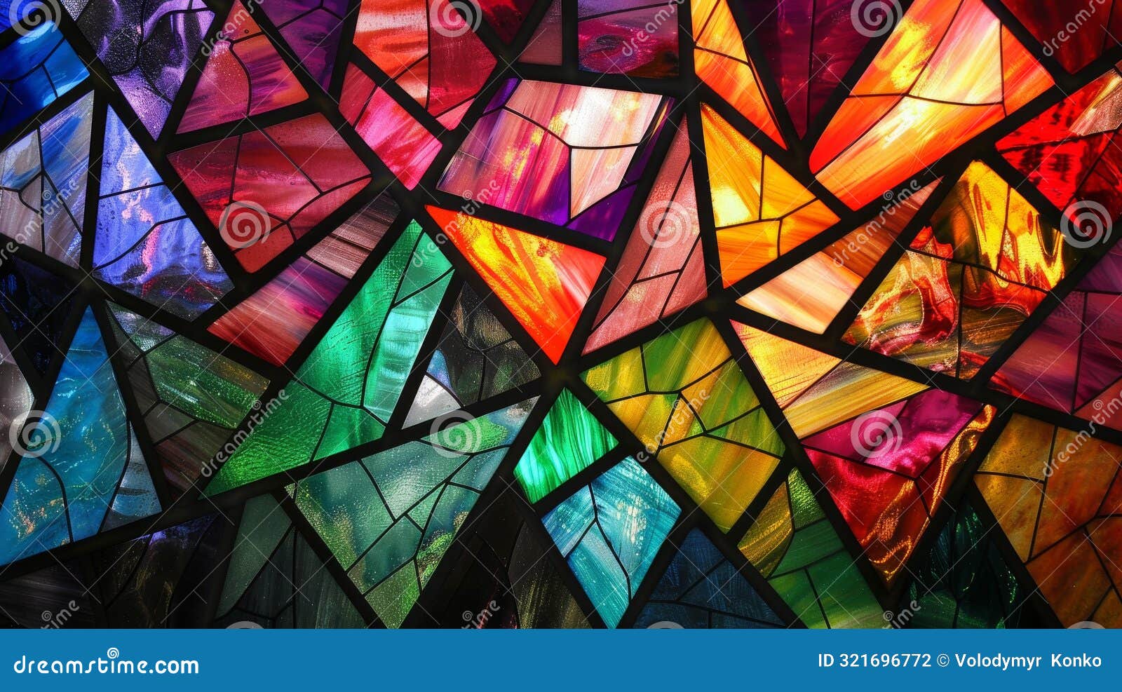 Colorful Stained Glass Window with Abstract Geometric Patterns, Vibrant ...