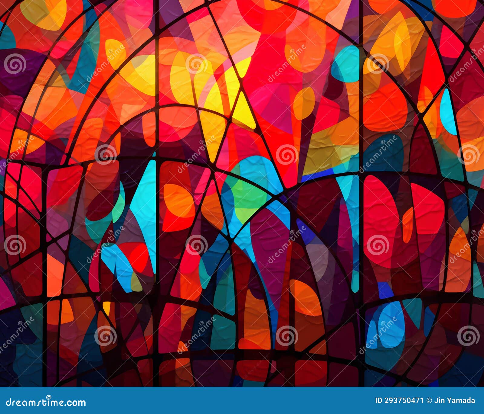 Colorful Stained Glass Window Background. Seamless Vector Pattern Stock ...