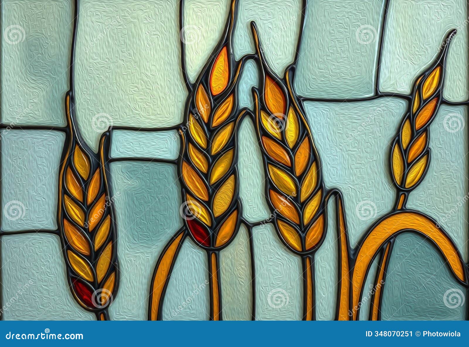 Colorful Stained Glass Window. Botanical Pattern. Multicolored Interior ...