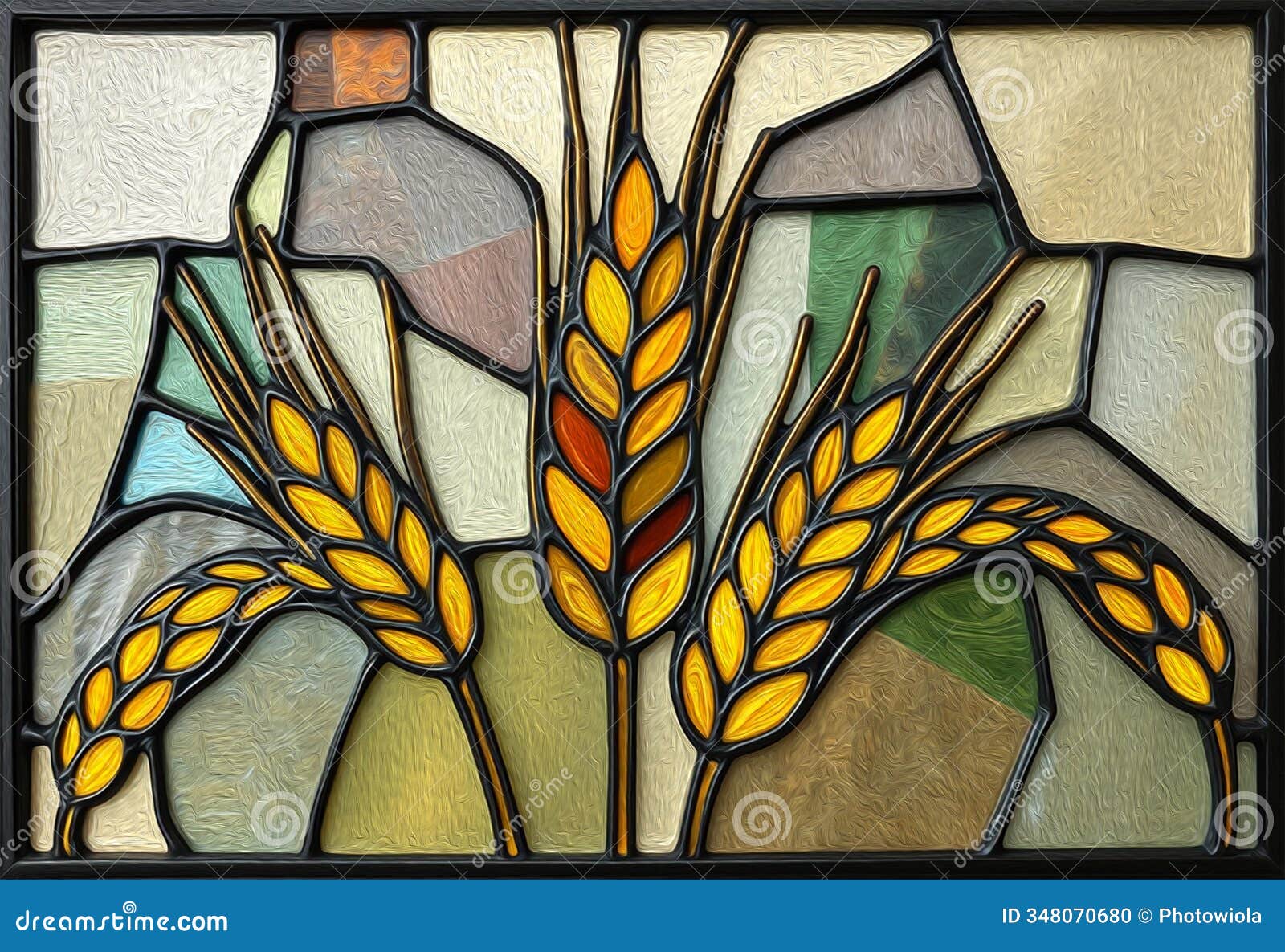 Colorful Stained Glass Window. Botanical Pattern. Multicolored Interior ...