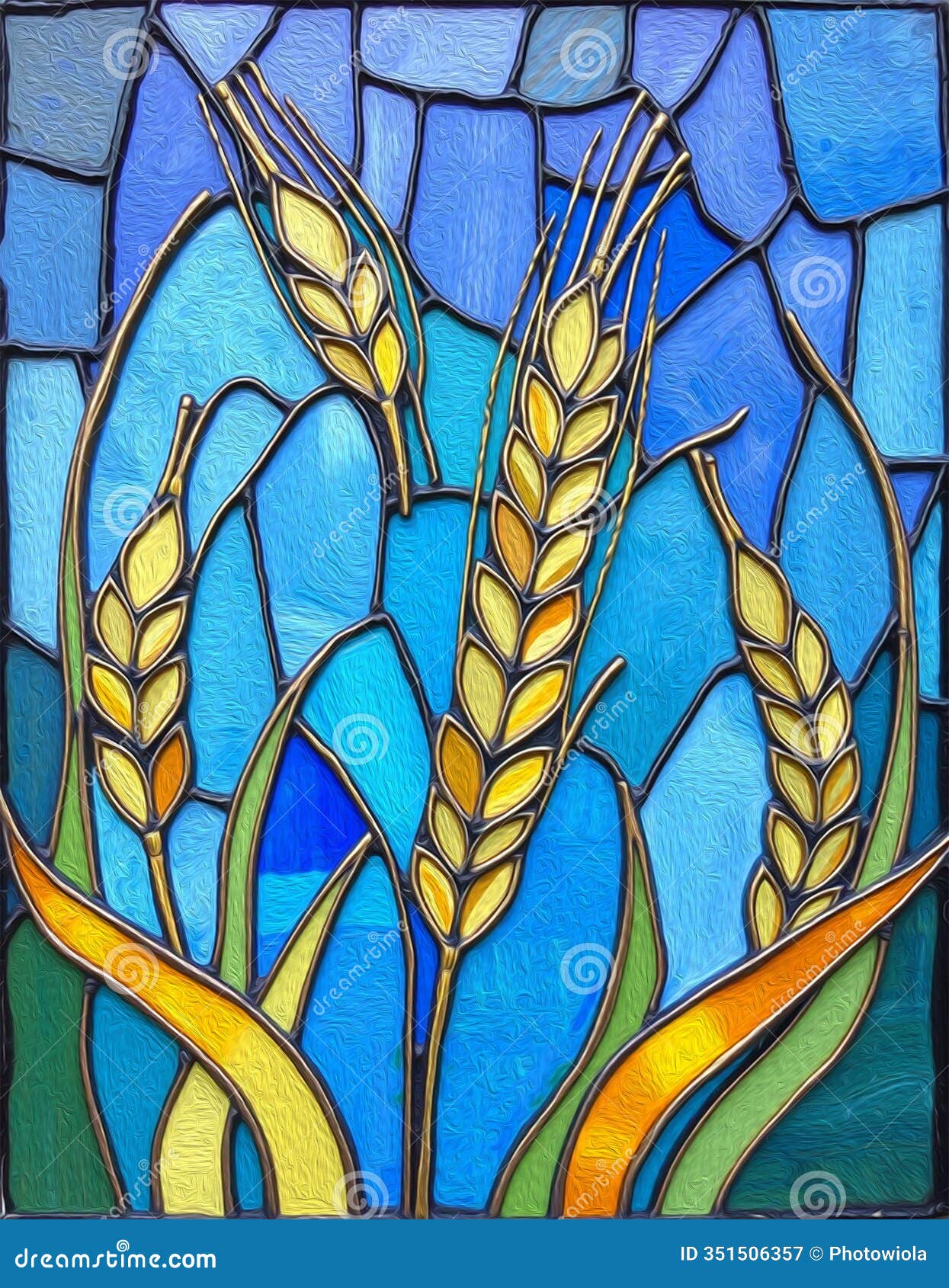 Colorful Stained Glass Window. Botanical Pattern. Multicolored Interior ...