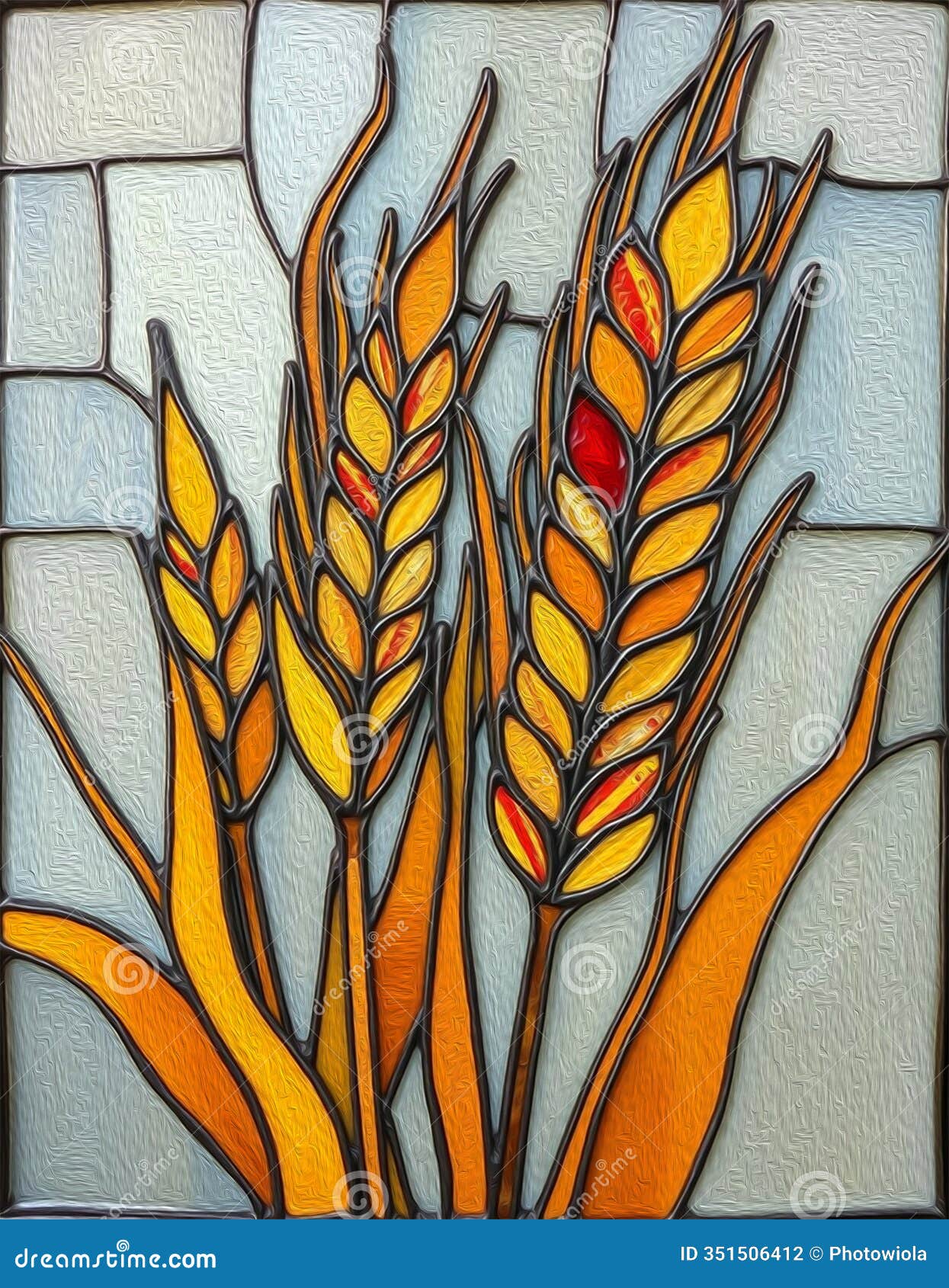 Colorful Stained Glass Window. Botanical Pattern. Multicolored Interior ...