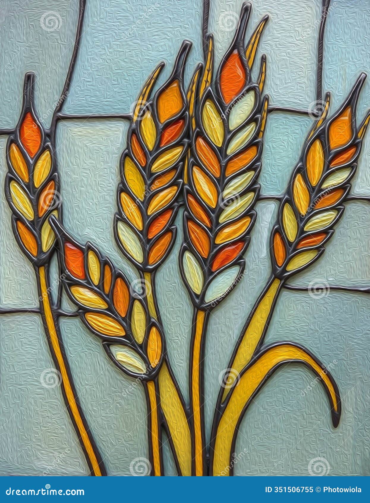 Colorful Stained Glass Window. Botanical Pattern. Multicolored Interior ...