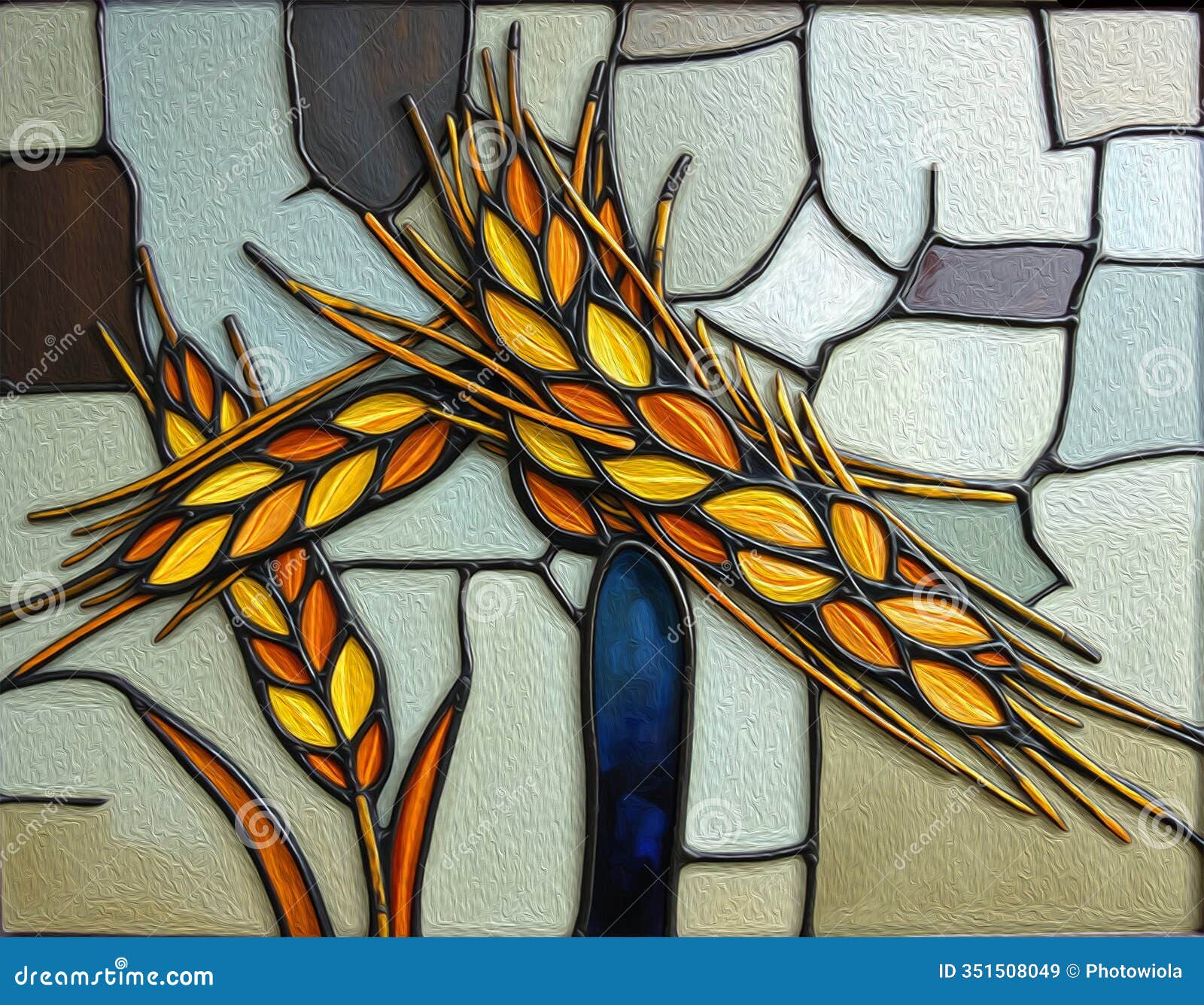 Colorful Stained Glass Window. Botanical Pattern. Multicolored Interior ...