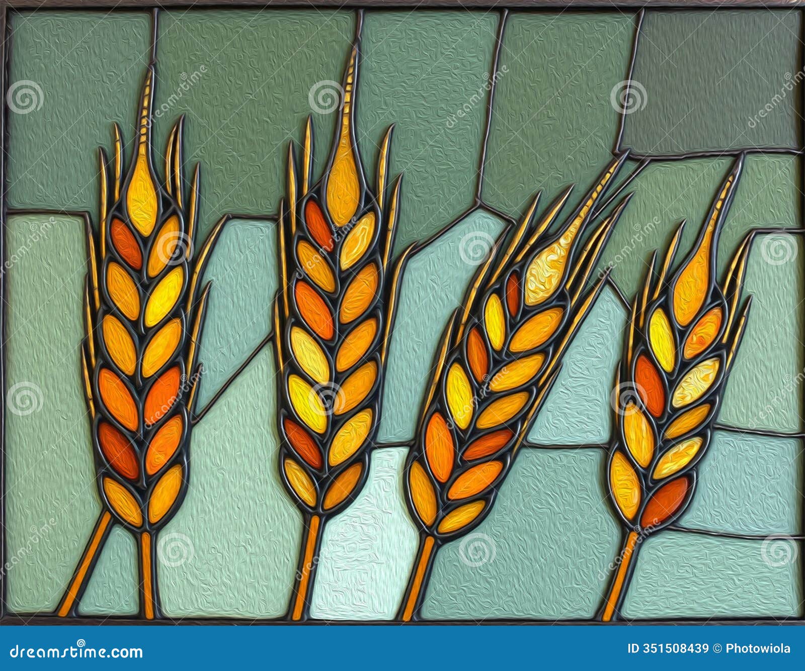 Colorful Stained Glass Window. Botanical Pattern. Multicolored Interior ...