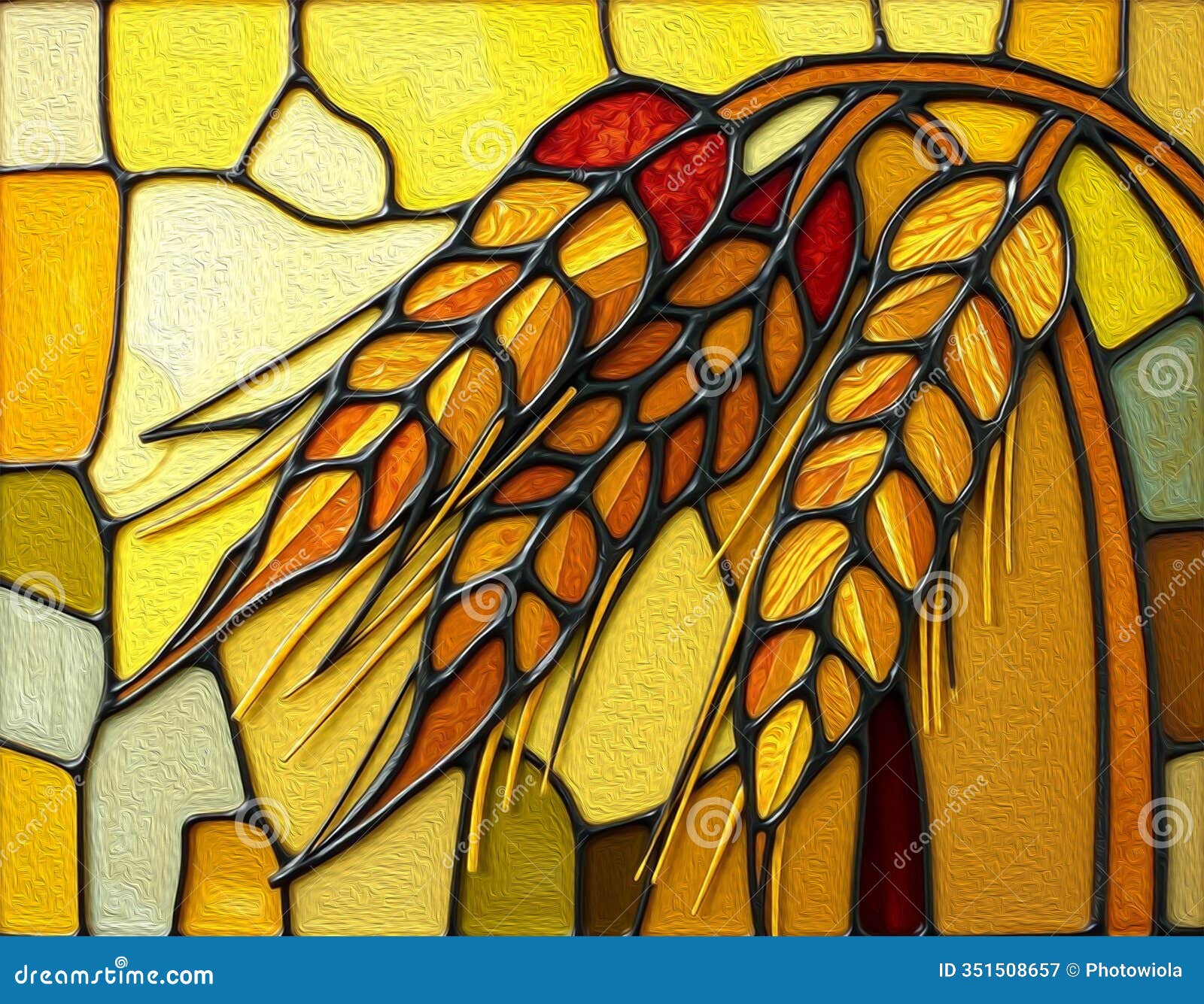 Colorful Stained Glass Window. Botanical Pattern. Multicolored Interior ...