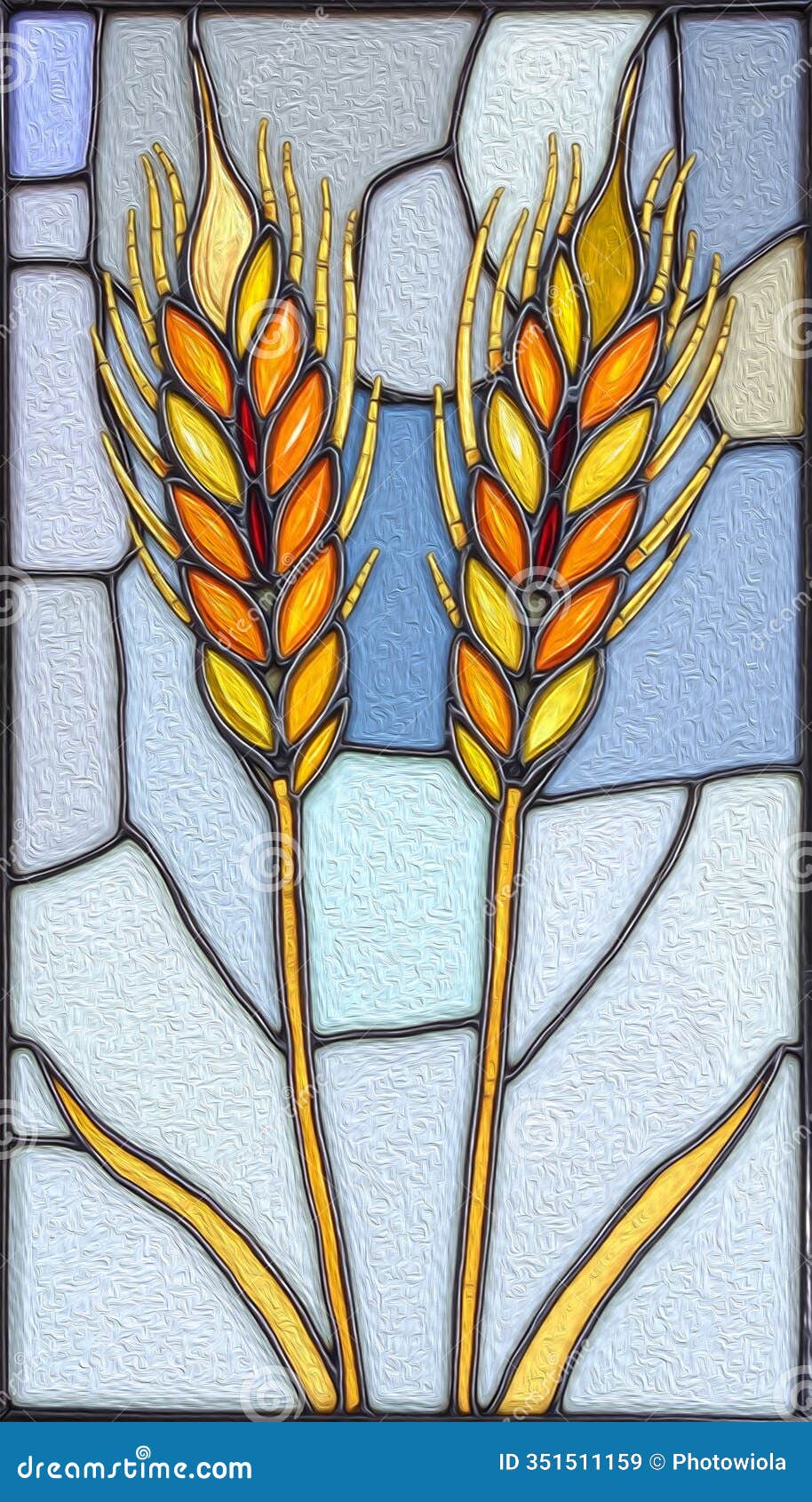 Colorful Stained Glass Window. Botanical Pattern. Multicolored Interior ...