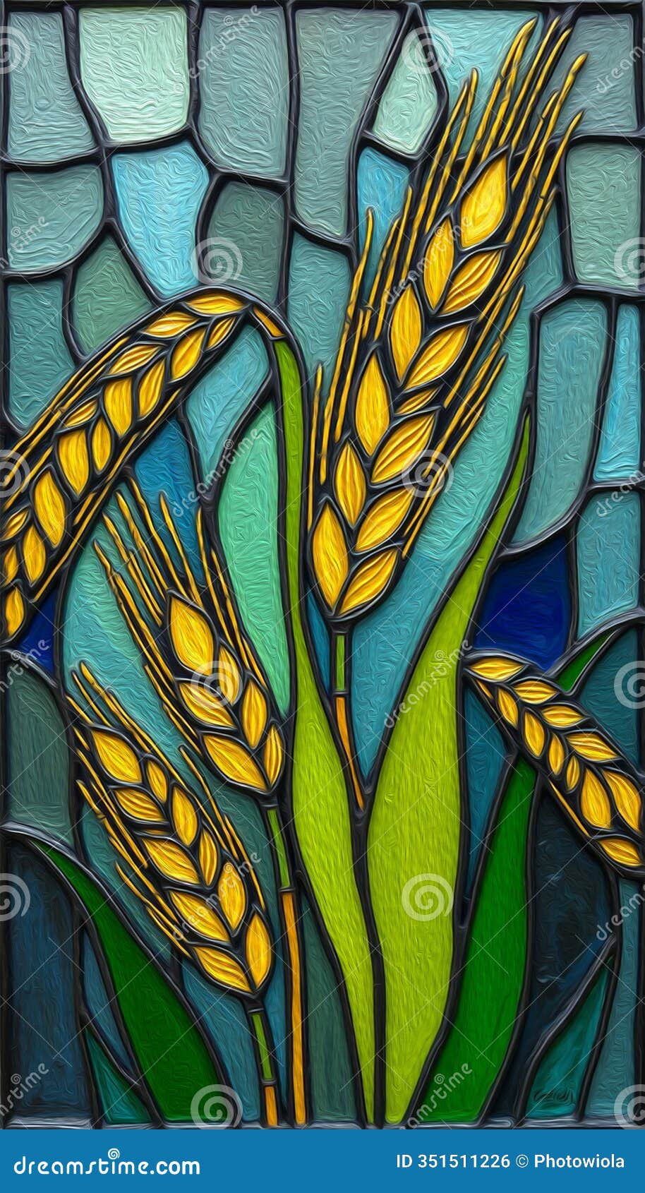 Colorful Stained Glass Window. Botanical Pattern. Multicolored Interior ...