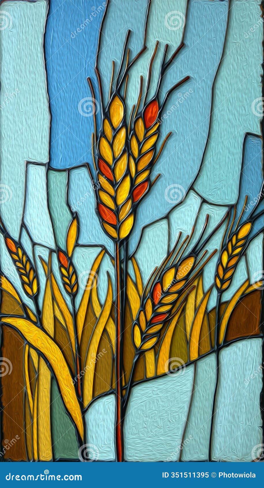 Colorful Stained Glass Window. Botanical Pattern. Multicolored Interior ...