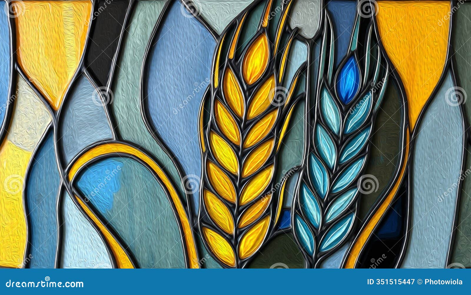 Colorful Stained Glass Window. Botanical Pattern. Multicolored Interior ...