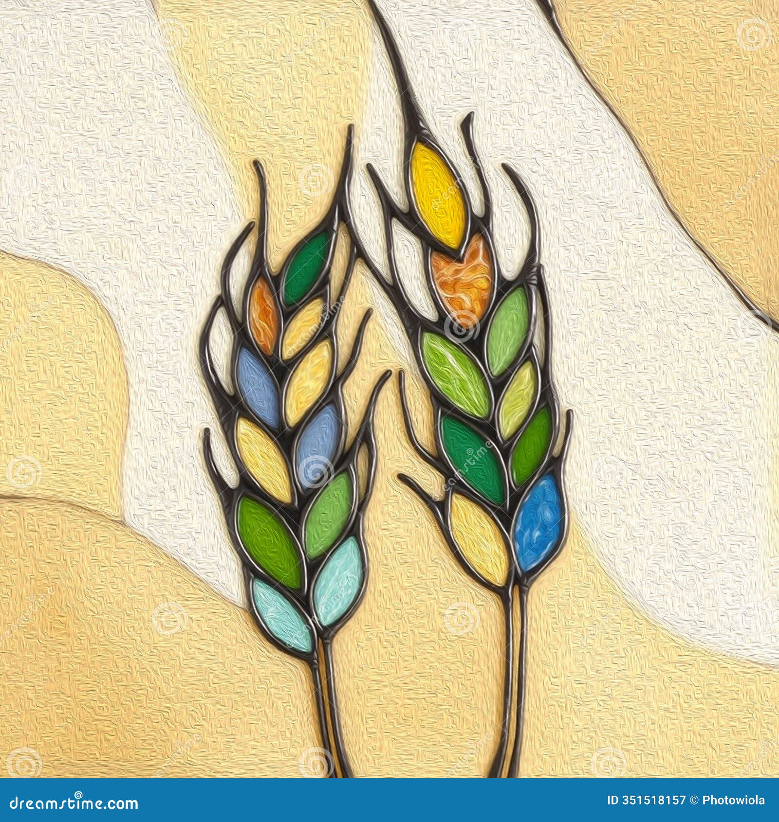 Colorful Stained Glass Window. Botanical Pattern. Multicolored Interior ...