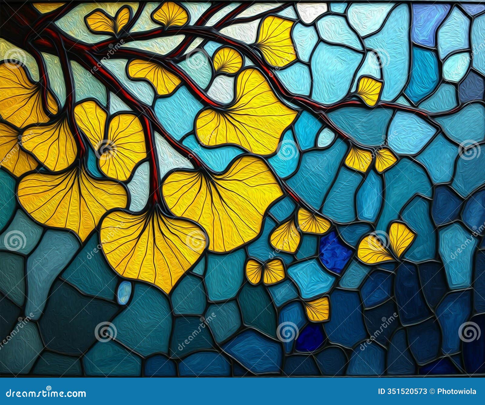 Colorful Stained Glass Window. Botanical Pattern. Multicolored Interior ...