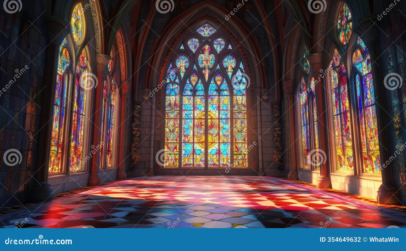 Colorful Stained Glass Window in a Cathedral Stock Photo - Image of ...