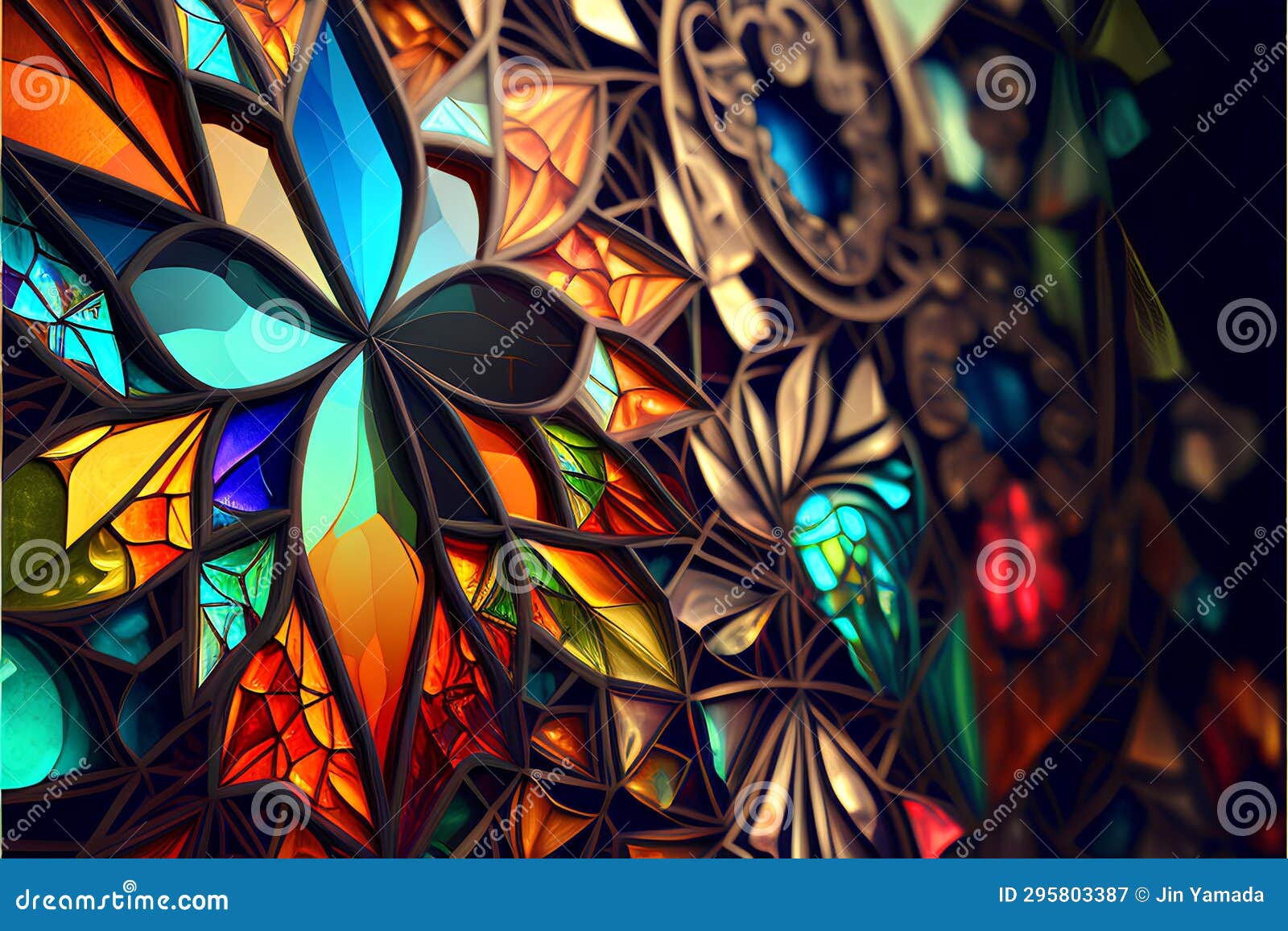 Colorful Stained Glass Window. Computer Generated Graphics. 3D ...