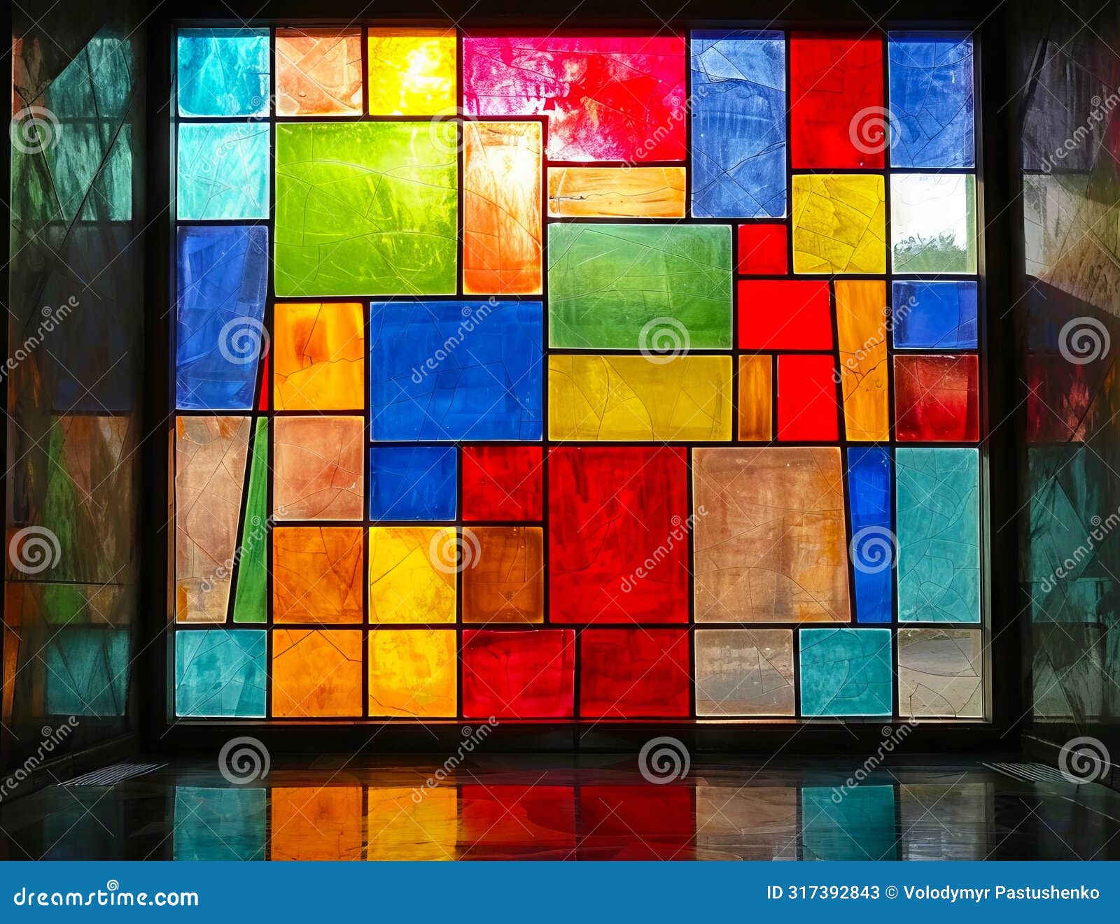 A Colorful Stained Glass Window in a Dark Room Stock Image - Image of ...