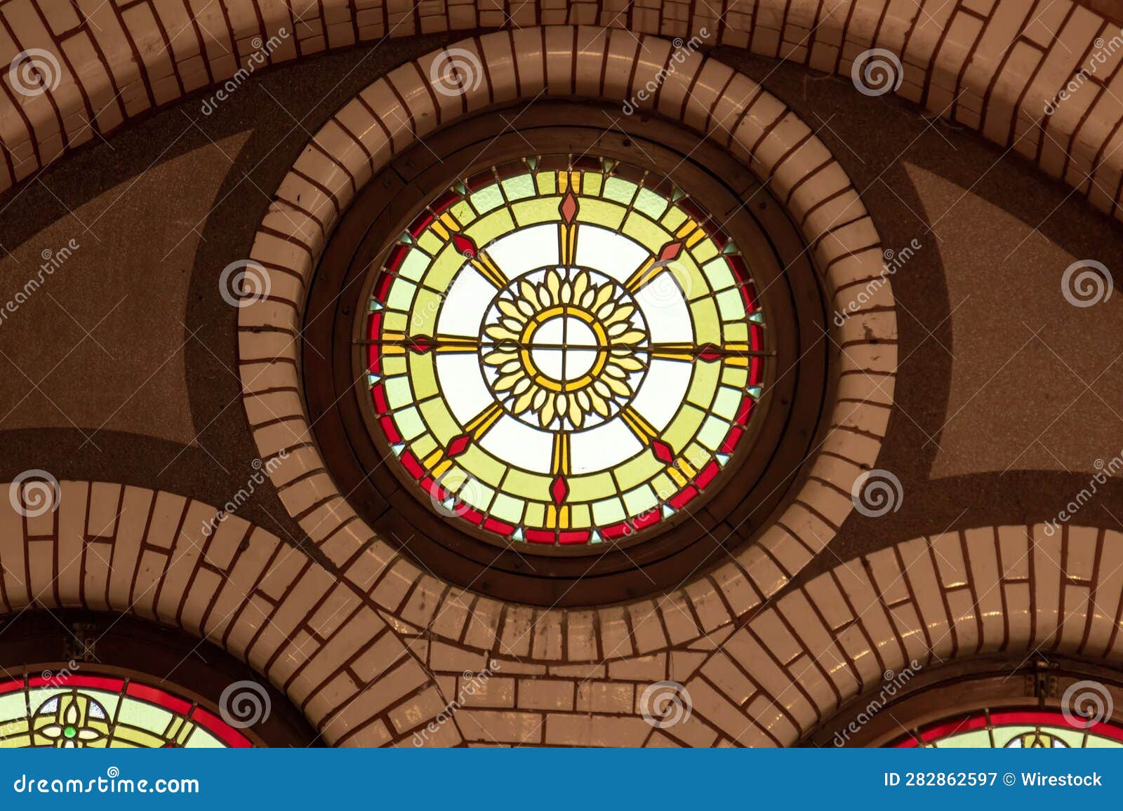 Colorful Stained Glass Window with Different Colored Pieces of Glass in ...