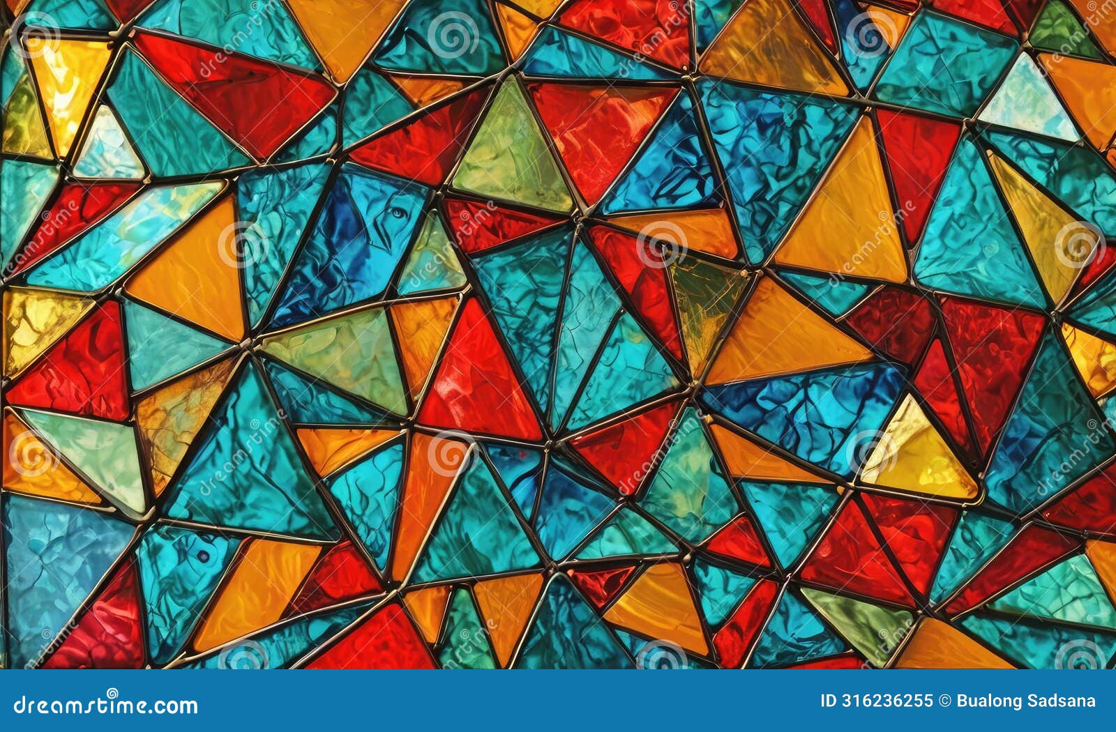 A Colorful Stained Glass Window with Many Different Colors and Shapes ...