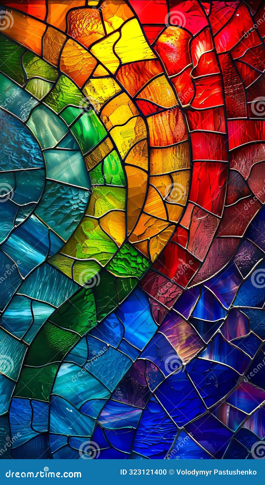 A Colorful Stained Glass Window with a Rainbow Pattern Stock Photo ...
